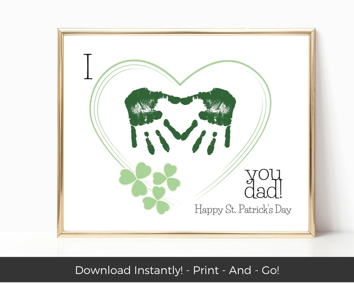 Shamrock Handprint Craft for Kids, Printable Dad Gift, Babys First St ...