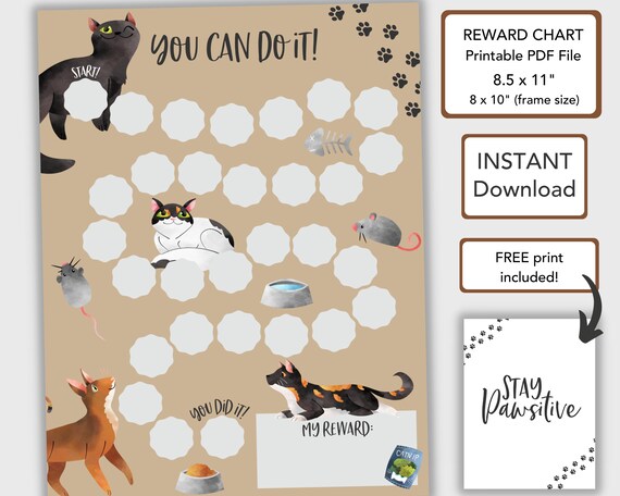 Cat Reward Chart for Kids Behavior Chart Printable Chore - Etsy
