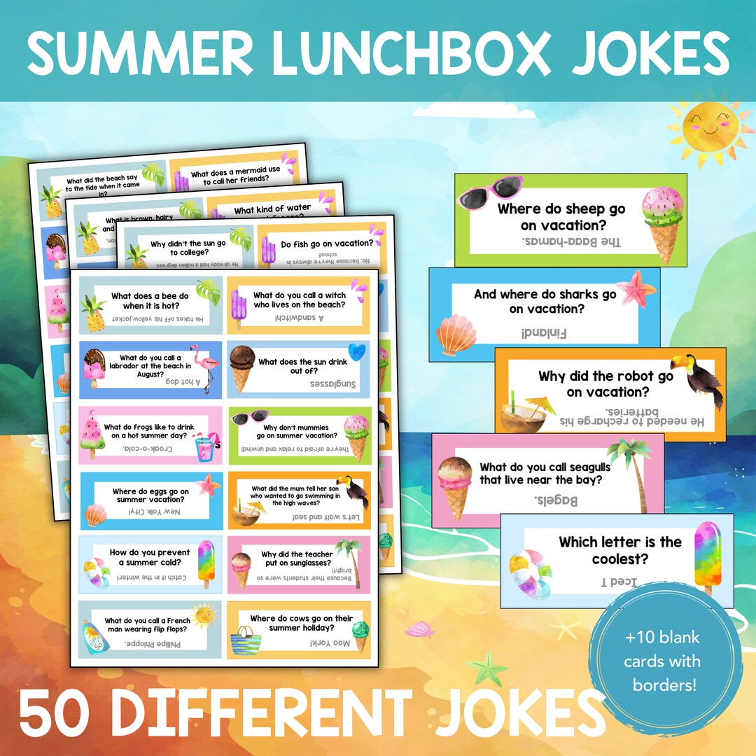 Printable Lunch Box Jokes for Kids, Lunch Box Notes, Funny Jokes, Back ...