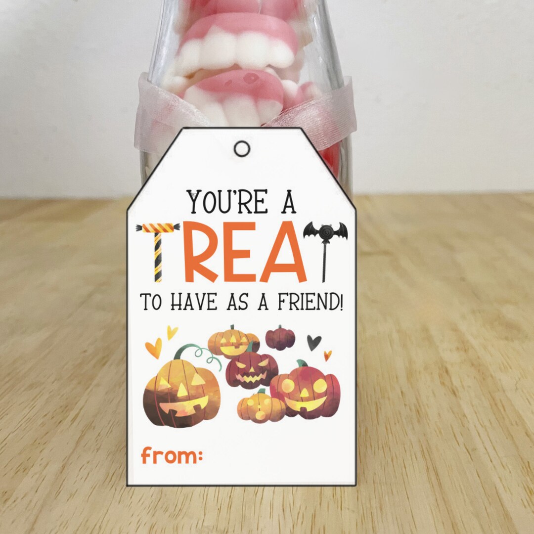Printable Halloween Treat Bag Gift Tag, Halloween Gift Tags, Halloween ...