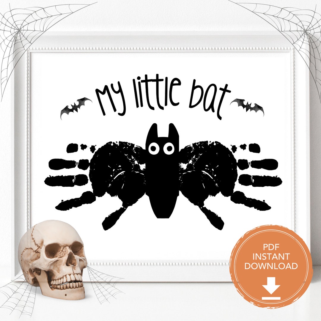 Bat Halloween Handprint Craft, DIY Craft for Kids Art, Halloween ...
