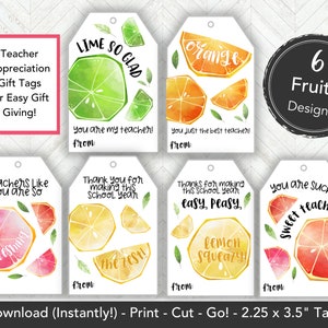 Citrus Teacher Appreciation Gift Tag Bulk Teacher Gift Easy - Etsy