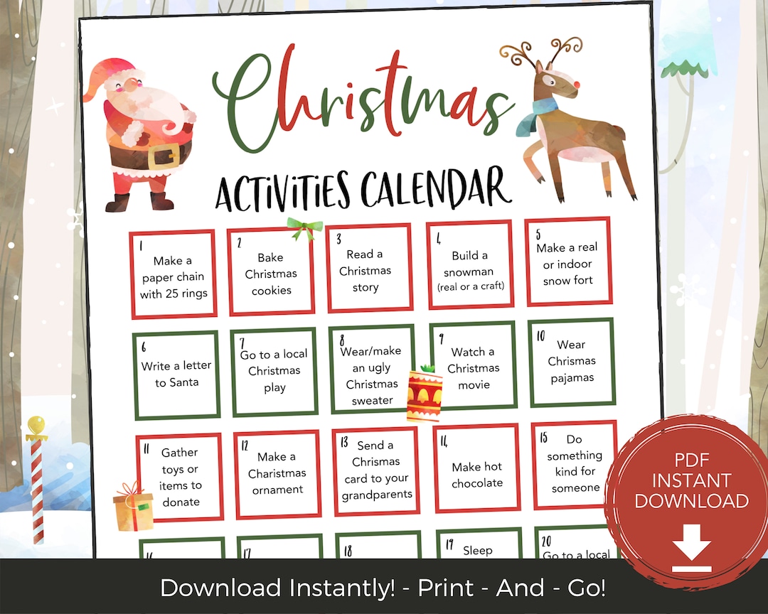 Printable Christmas Countdown Christmas Printable Advent - Etsy