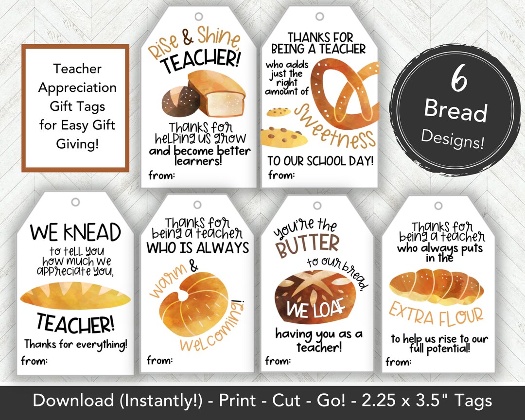 Bread Gift Tag End of Year Teacher Appreciation Gift Tags - Etsy