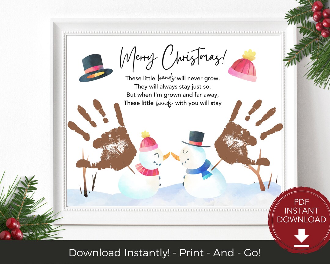 Snowman Handprint Christmas Craft DIY Baby's First - Etsy