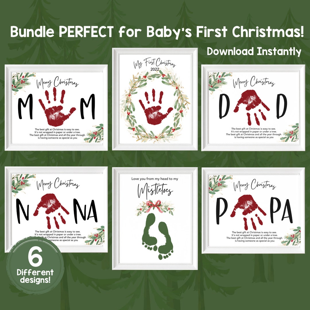 Christmas Handprint Craft Bundle, My First Christmas, Handprint Art ...