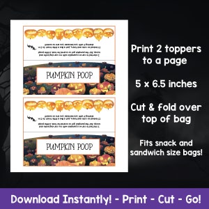 Trick or Treat Pumpkin Poop Goodie Bag, Kids or Teacher Halloween Gift ...