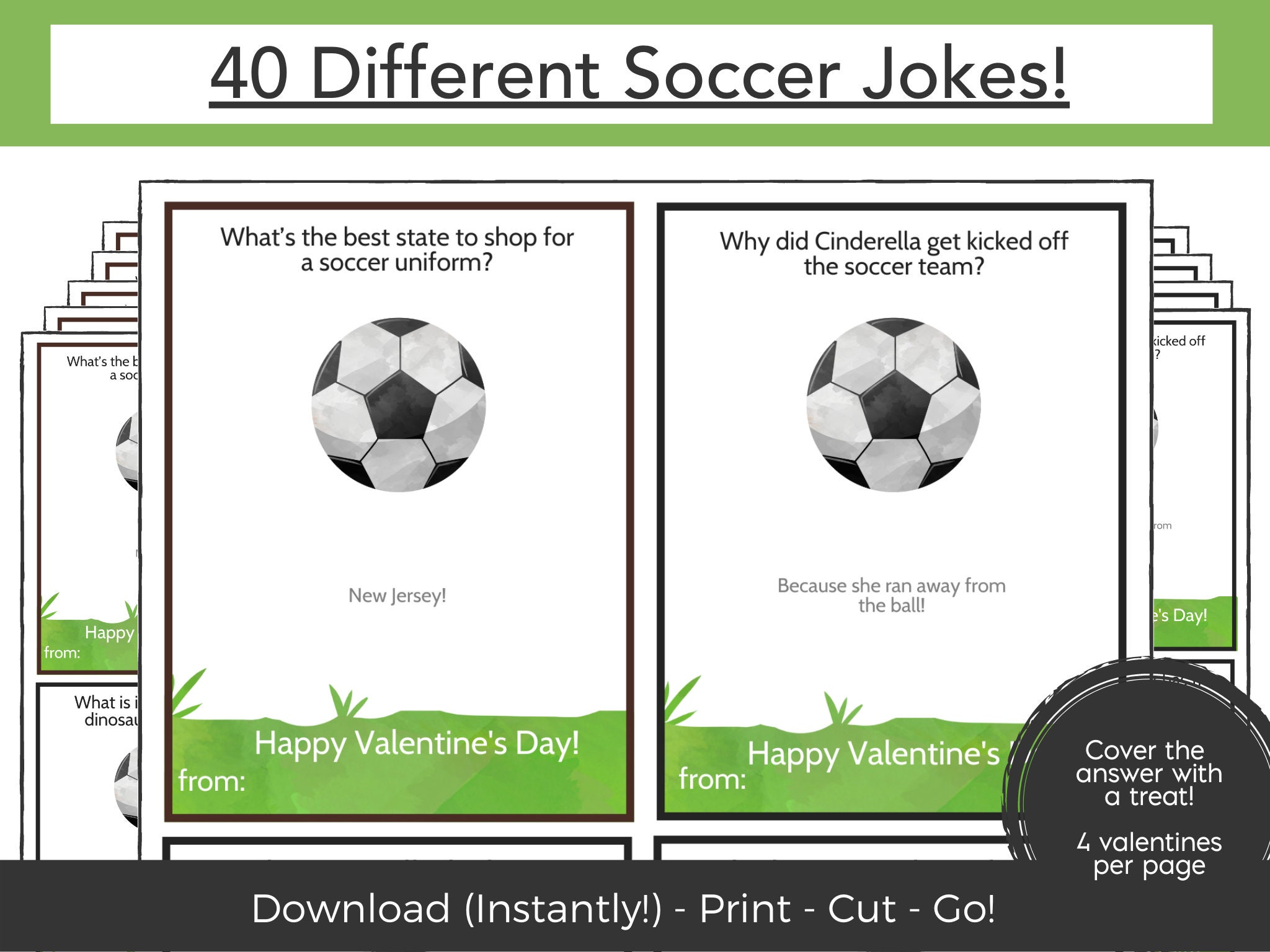 Soccer Printable Valentine Cards for Kids Kids Valentines - Etsy
