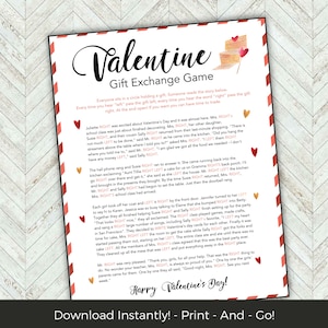 Valentine Printable Gift Exchange, Valentine Party Games, Printable ...
