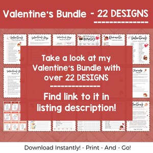 Valentines Day Games Bundle, Printable Valentine Party Games for Kids ...