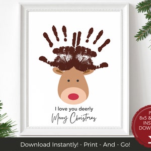 Reindeer Handprint Kids Christmas Craft Baby's First - Etsy
