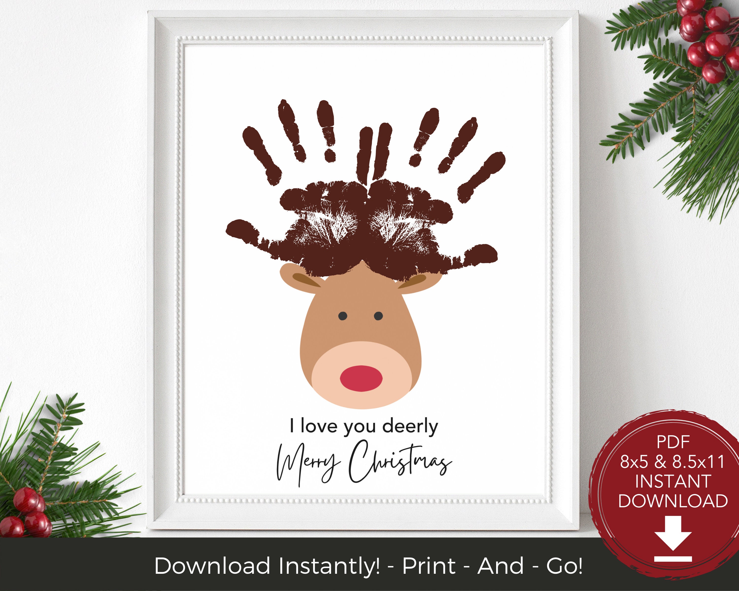 Reindeer Handprint Kids Christmas Craft Baby's First - Etsy