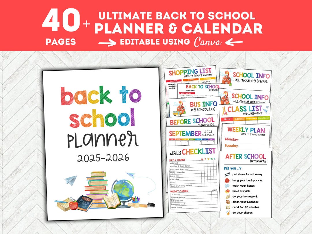 2025-2026 EDITABLE Printable Calendar, Back to School Planner With Kids ...