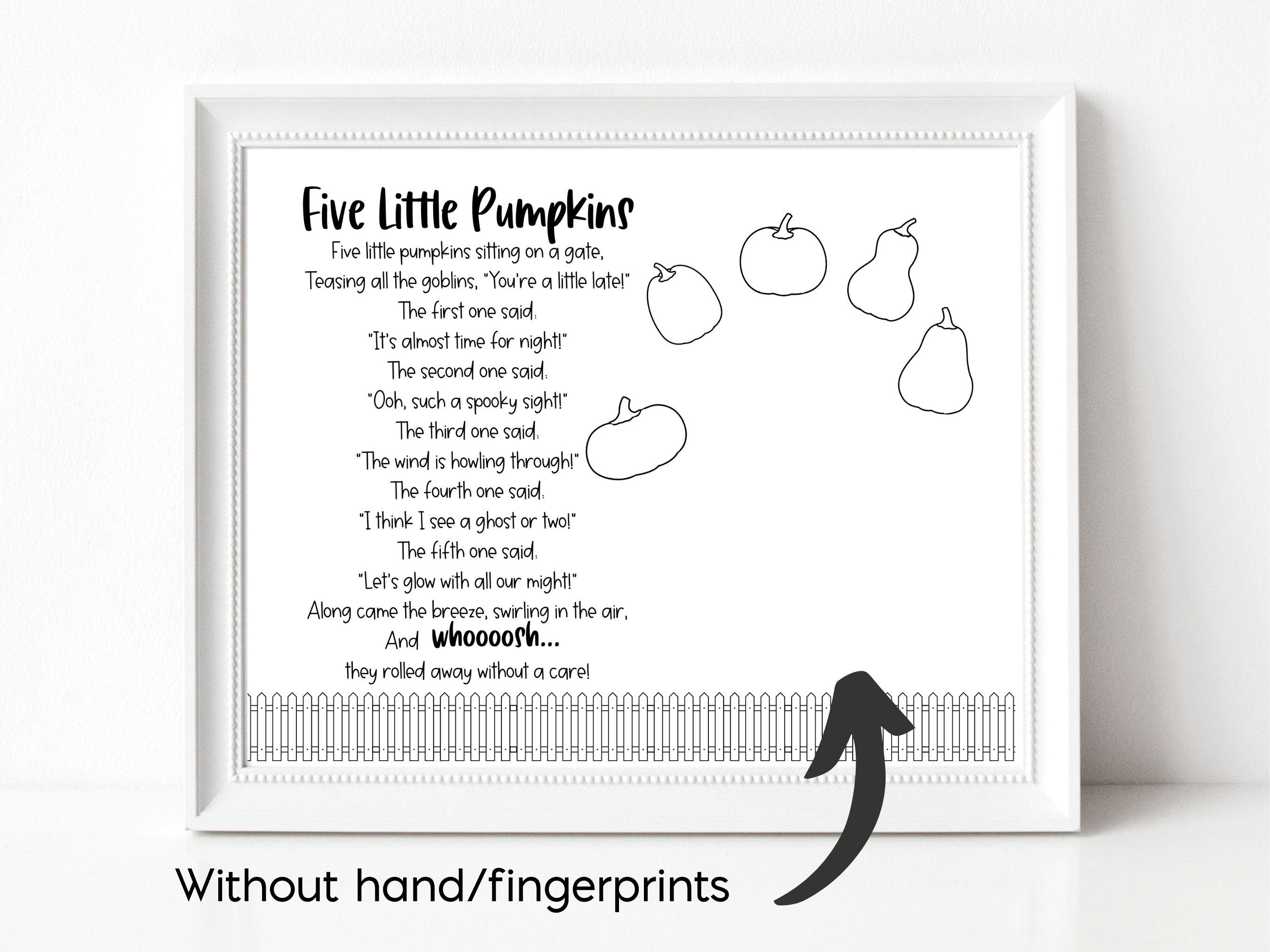 Five Little Pumpkins Handprint Craft & Fingerprint Craft, Fall ...