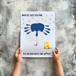 Spring Rain Umbrella Handprint Activity, Preschool or Toddler Handprint ...