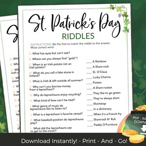 St Patricks Day Riddles St Patricks Day Game for Kids Class - Etsy