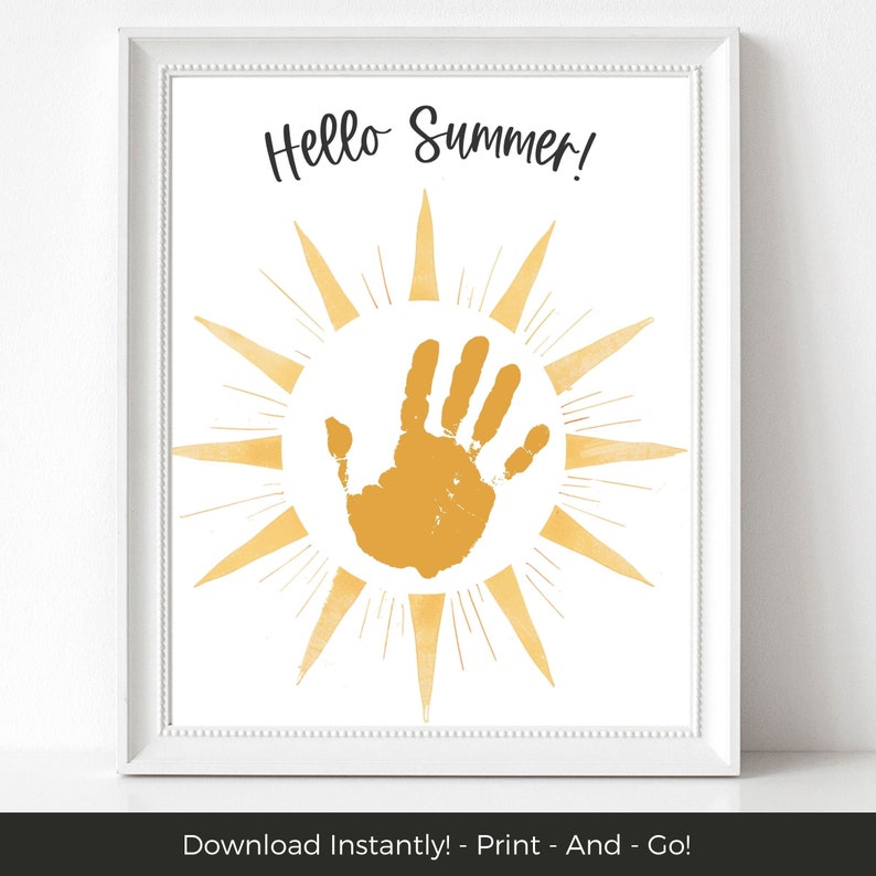 Hello Summer Handprint Art, Handprint Craft, Printable Summer Camp Arts ...