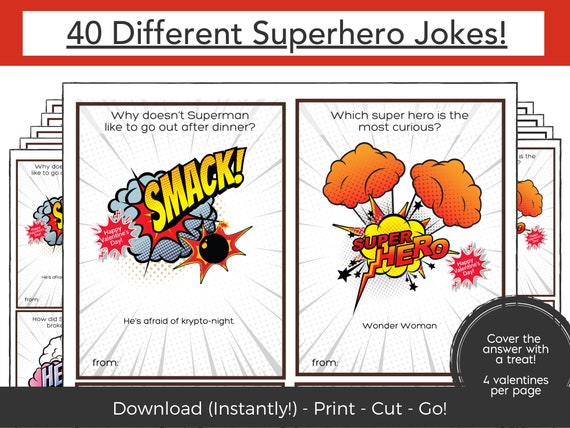 Superhero Printable Valentine Card for Kids Valentines Girl | Etsy