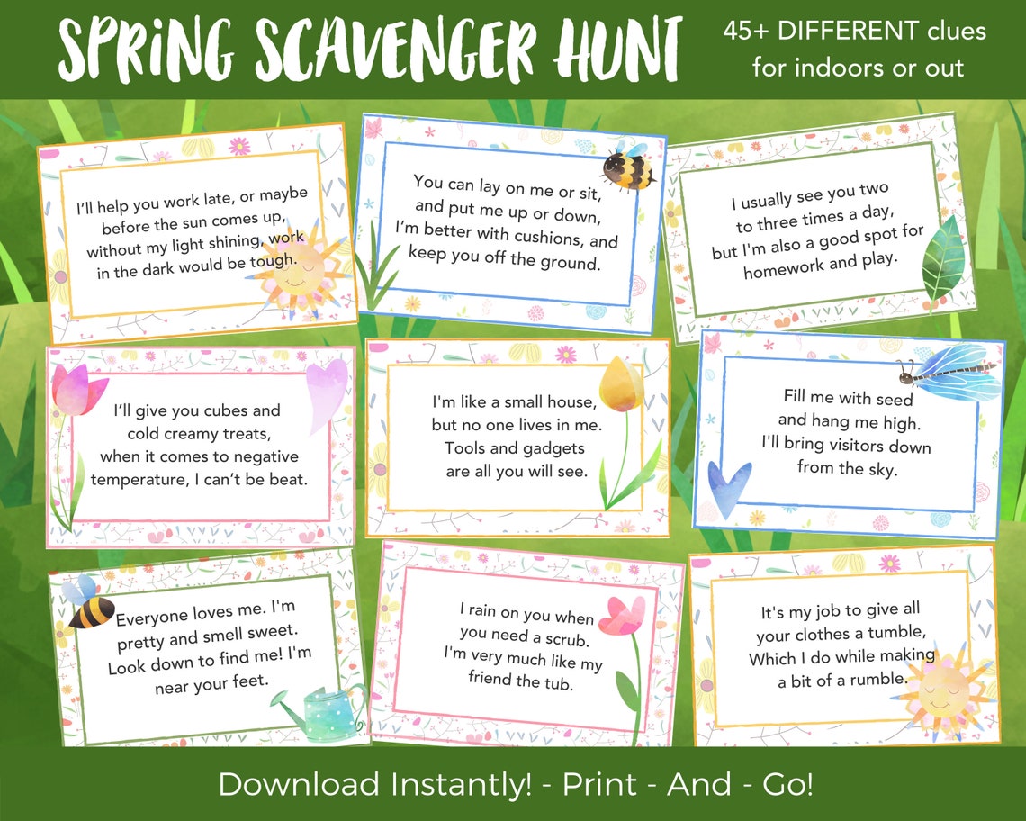 Spring Scavenger Hunt for Kids Printable Nature Treasure | Etsy