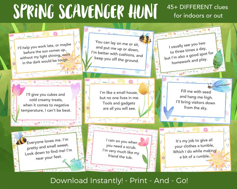 Spring Scavenger Hunt for Kids Printable Nature Treasure | Etsy