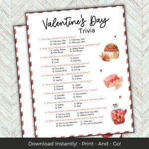 Valentines Trivia Game Printable, Valentines Day Games for Adults, Kids ...