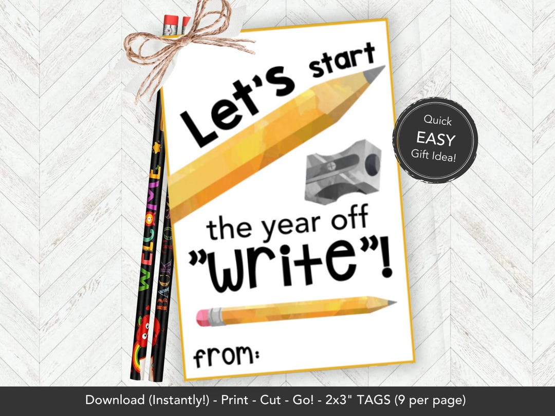 Pencil Gift Tag Printable, Meet the Teacher, Back to School Night or ...