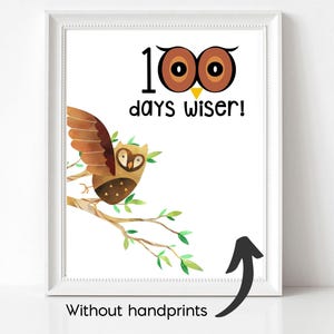 100 Days Wiser Handprint Keepsake, 100 Days of School Handprint Art ...
