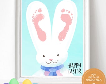Bunny Feet Easter Craft, Easter Footprint Kids Craft, Baby's First ...