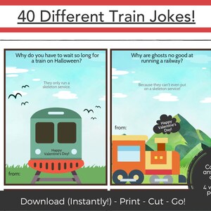 Train Printable Valentine Cards for Kids Kids Valentines | Etsy