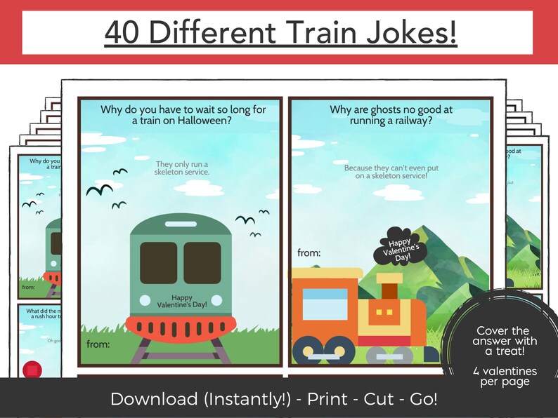 Train Printable Valentine Cards for Kids Kids Valentines - Etsy