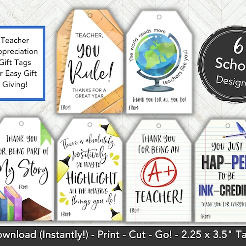 Teacher Appreciation Gift Tag Teacher Gift Tags Printable - Etsy