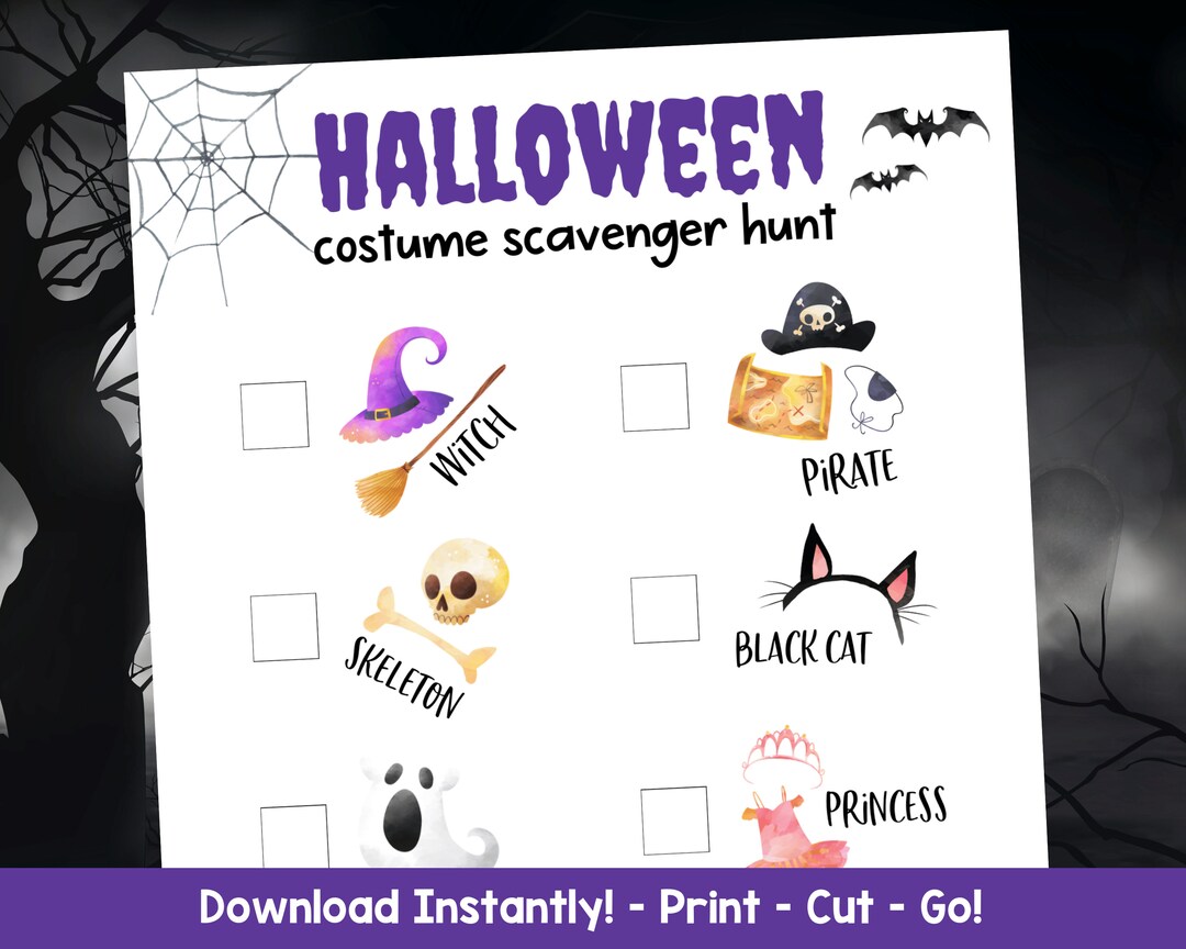 Costume Halloween Scavenger Hunt for Kids Halloween Printable - Etsy