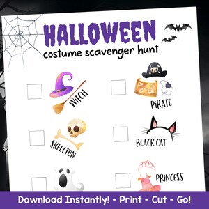 Costume Halloween Scavenger Hunt for Kids Halloween Printable - Etsy