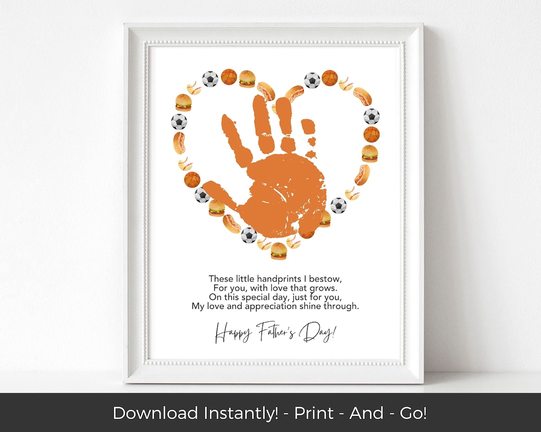 Printable Fathers Day Card, Biggest Fan Sports Handprint Craft, DIY ...