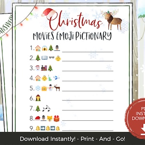 Christmas Movie Emoji Game Printable Christmas Games for - Etsy