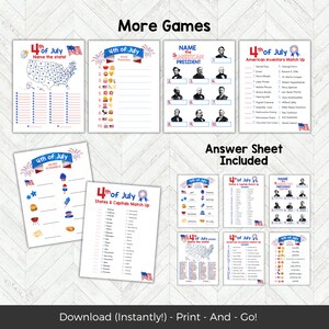 4th of July Games Printable Games for Adults, Holiday Group Party Games ...