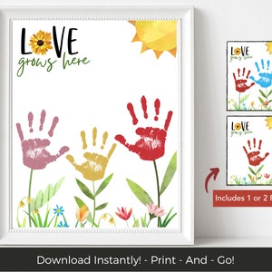 Printable Crafts for Kids Flower Handprint Valentine Art - Etsy