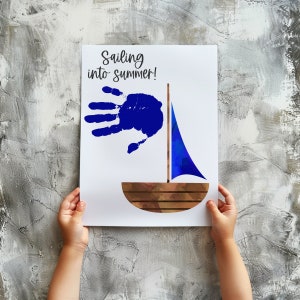 Handprint Sail Boat Craft, Printable Summer Handprint Art, End of ...
