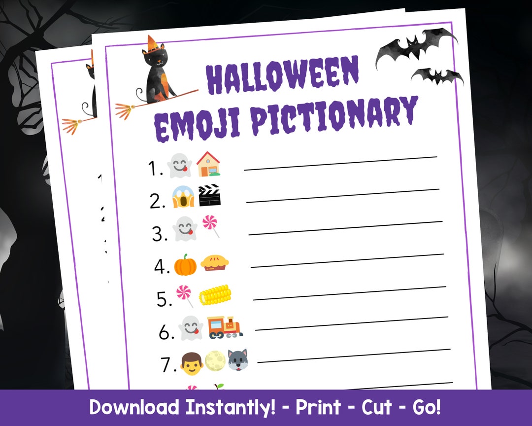 Emoji Pictionary Halloween Printable, Halloween Party Games for Kids ...
