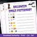 Emoji Pictionary Halloween Printable, Halloween Party Games for Kids ...