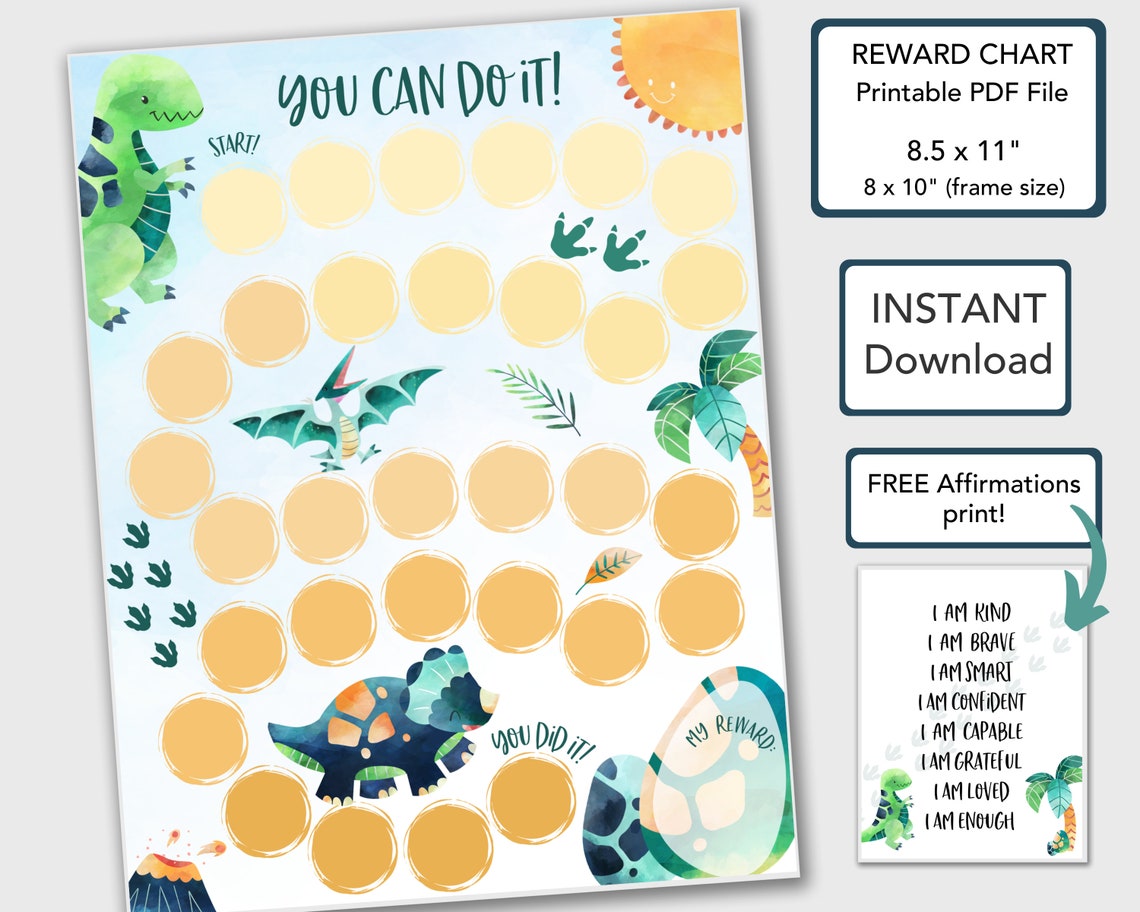 Dinosaur Reward Chart for Kids Behavior Chart Printable Chore - Etsy Canada