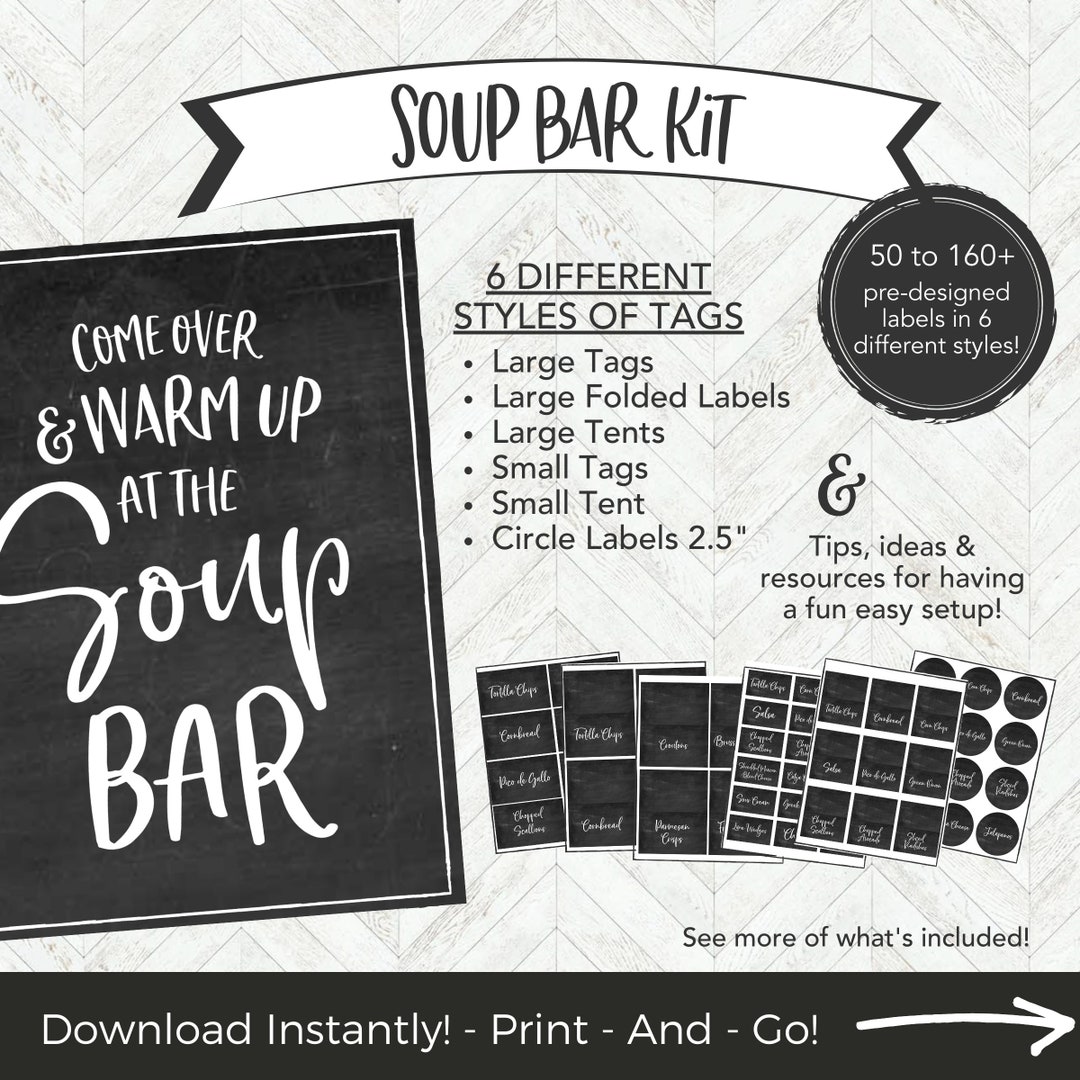 Soup Bar Kit, Soup Bar Sign for Christmas, Wedding, Birthday, Baby ...