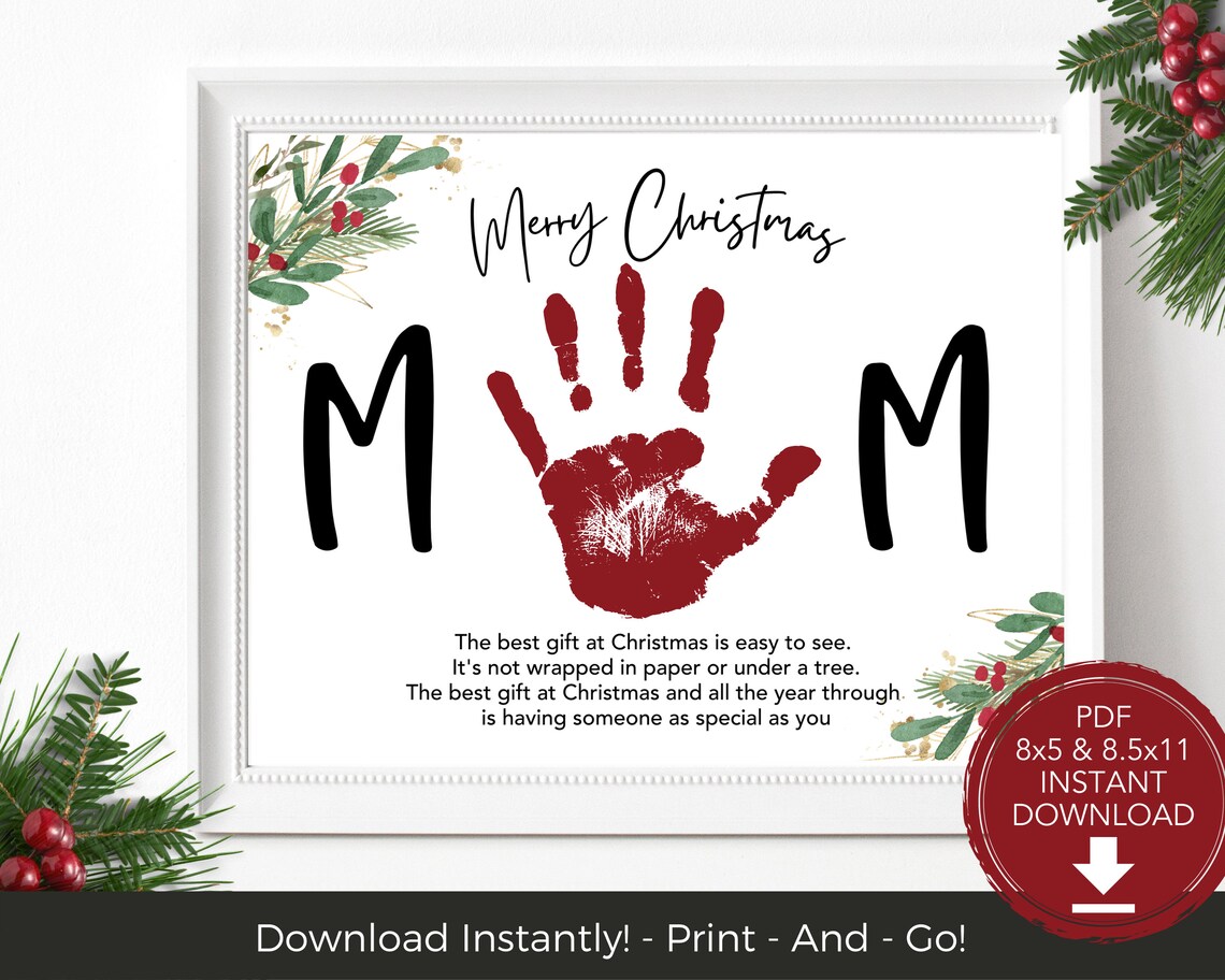 Printable New Mom Gift Kids Christmas Craft Baby Handprint | Etsy