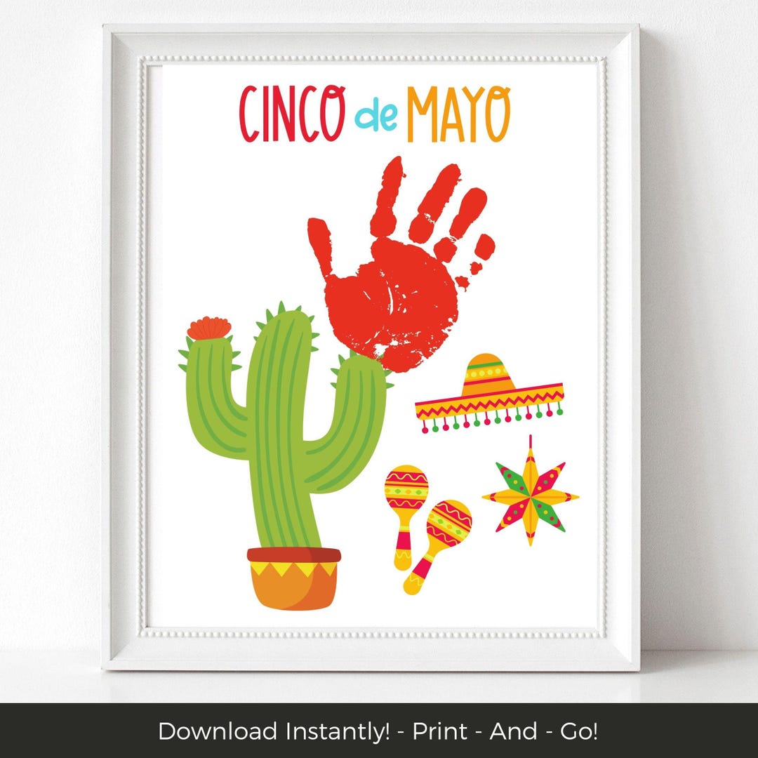 Cactus Handprint Craft Cinco De Mayo Handprint Art Printable - Cinco De ...
