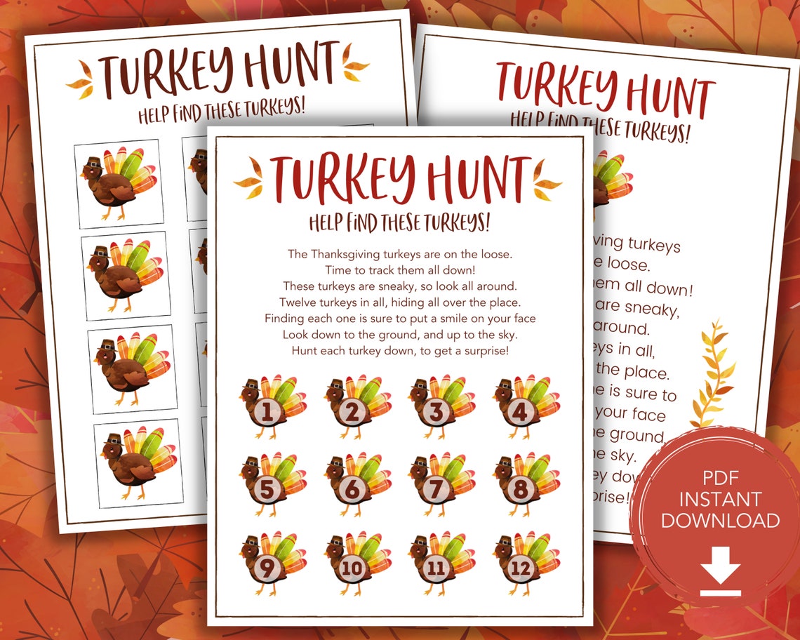 Turkey Hunt Thanksgiving Game for Kids and Adult Parties - Etsy