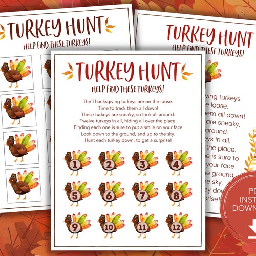 Turkey Hunt Thanksgiving Game for Kids and Adult Parties - Etsy