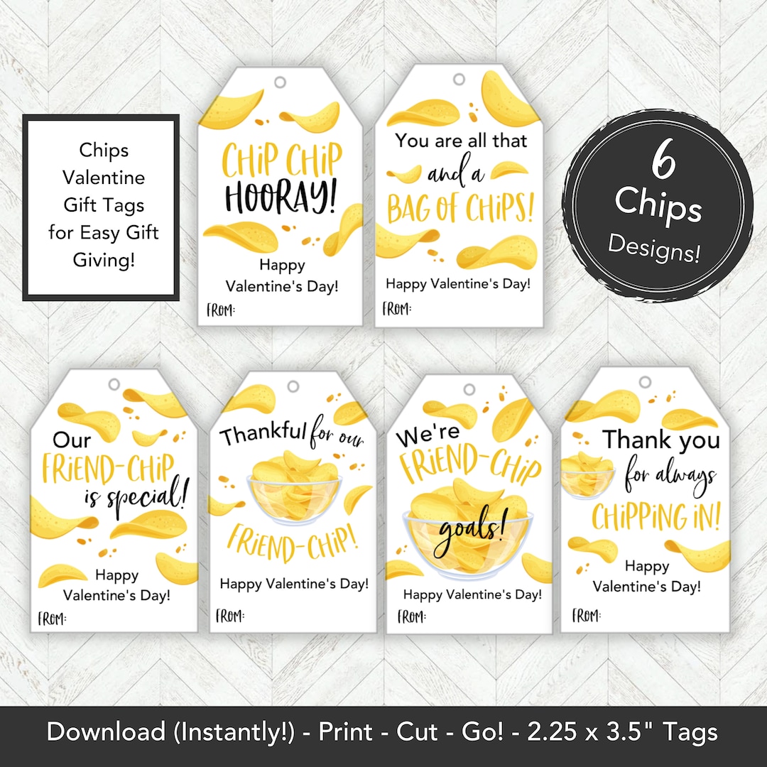 Potato Chip Valentine Gift Tag, Printable Classroom Valentines Day Card ...