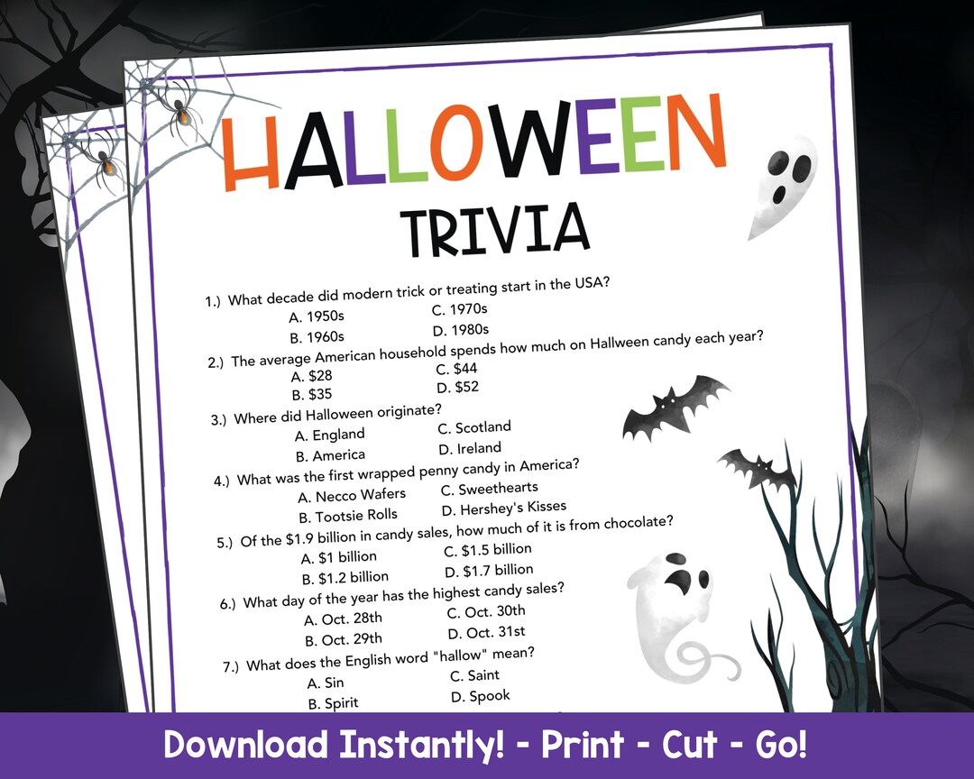 Halloween Trivia Game Printable Halloween Party Games for - Etsy Canada