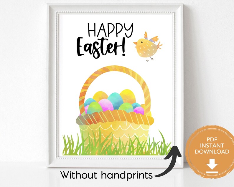 Happy Easter Handprint Art Template Handprint Crafts for - Etsy