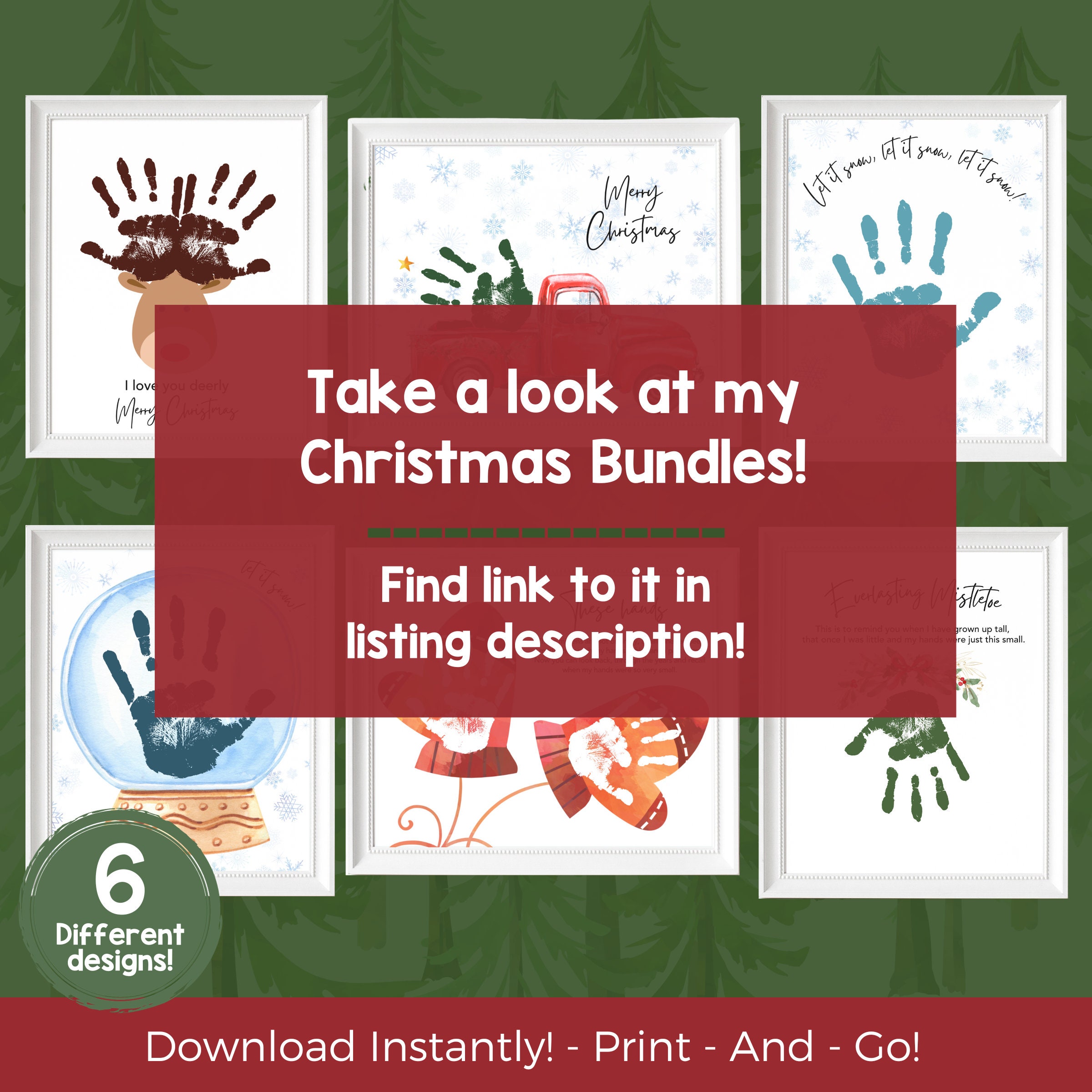 Christmas Handprint Craft Bundle, Handprint Art Christmas Crafts for ...